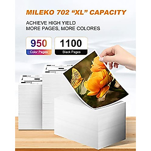 702 702XL Ink Cartridges Remanufactured Ink Cartridges for Epson 702XL 702 T702 T702XL Ink Cartridges High Yield to use with Epson Workforce Pro WF-3720 WF-3730 WF-3733 (4 Pack, BCMY)