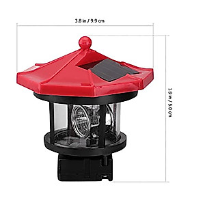 Happyyami Outdoor Spotlight LED Solar Powered Lighthouse 360 Degree Rotating Lamp Statue Rotating Lights Beacon Tower Hanging for Garden Outdoor Decor Red Fence Decor