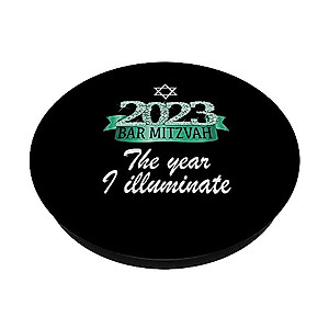 2023 Bar Mitzvah Quote Festive Black Turquoise Decor PopSockets Standard PopGrip