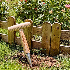 Berry&Bird Hand Dibber, Stainless Steel Sow Dibbler with Wood Handle, Garden Hole Punch Dibbler Tool for Planting Seeds & Bulbs, Hand Held Bulb Planter for Planting Flowers Tulips, Daffodils, Dahlias