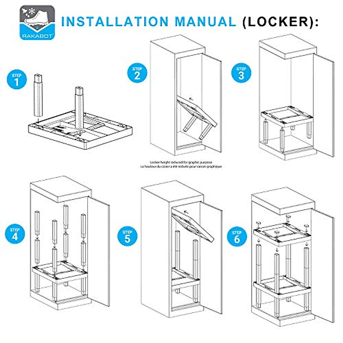 RAKABOT Water and Sand Collecting and Draining Shoe and Boot Rack, Unique Locker Shelf Solution and Locker Organizer