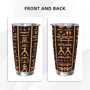 AYCZN Egyptian Hieroglyph 20 OZ Tumbler Stainless Steel Travel Coffee Mug, Ancient Insulated Water Bottle with Lid and Straws Leakproof Thermal Cup