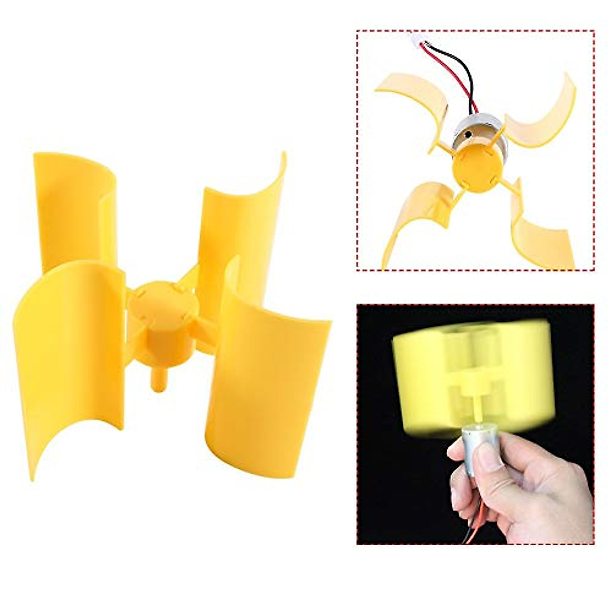 Zerone Micro Vertical Wind Turbines, Small Motor Blades Generator, DIY Set Vertical Breeze DC Motor Suitable for Teaching Physical Power Generation Principle