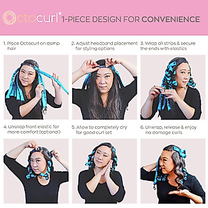 Octocurl Satin Hair Curlers - Heatless Curls Overnight - Headband Curlers for Medium Length Hair (Satin - Black)