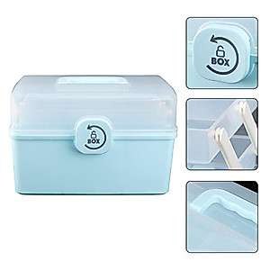 Tofficu Portable Medicine Box Organizer Storage Fold 3- Layer Large Medicine Cabinet Household Medicine Storage Box Medicine Chest Medication Chest Storage Container