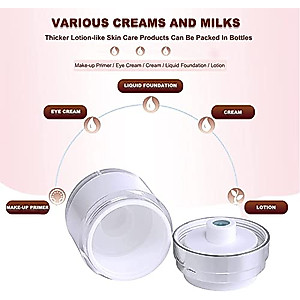 Roiper Cream Jar Vacuum Bottle, Makeup Lotion Travel Container Push Down Pump Dispenser, 15/30/50 ML Refillable Portable Airless Pump Bottles