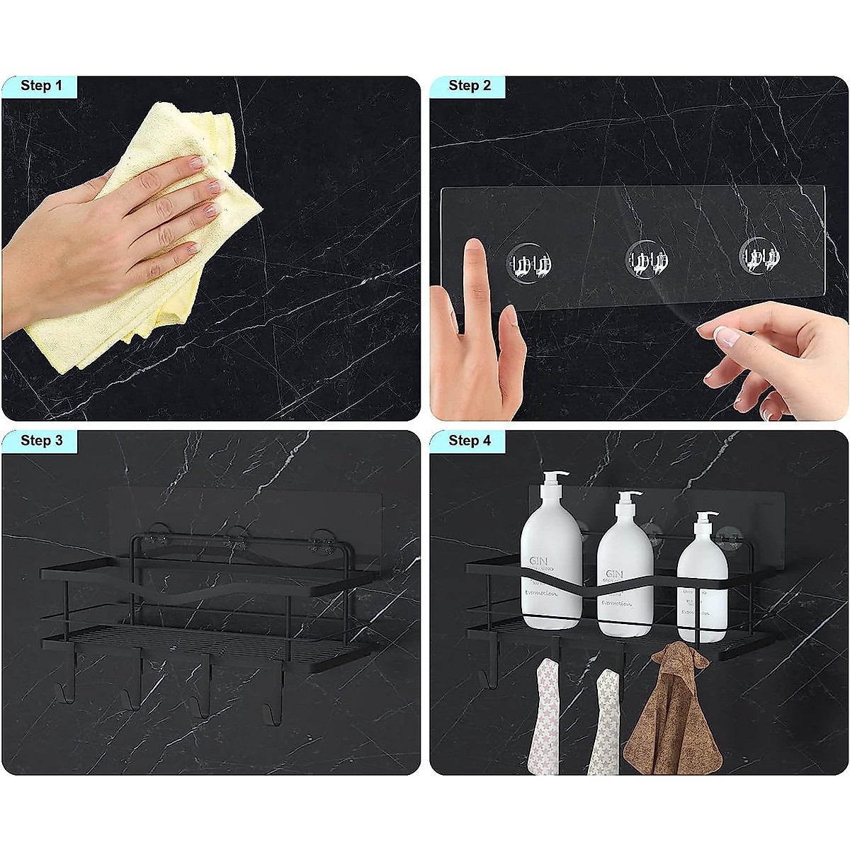 14PCS Shower Caddy Adhesive Replacement,Shower Shelves Adhesive Strip Pad Shower Organizer Sticker Replacement Bathroom Heavy Duty Strong Sticky Wall Adhesive No Drilling Strong Transparent Adhesive