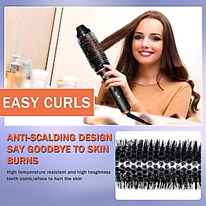 AIKO Thermal Brush for Blowout Look, 1.25 Inch Ceramic Tourmaline Ionic Heated Round Brush for Smooth, Natrual and Voluminous Curls, Digital Display, Fast Heat-Up, Dual Voltage, Travel Friendly