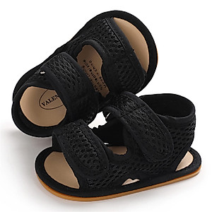 RVROVIC Baby Boys Girls Sandals Premium Soft Anti-Slip Rubber Sole Infant Summer Outdoor Shoes Toddler First Walkers (12-18 Months Toddler, 1-Black)