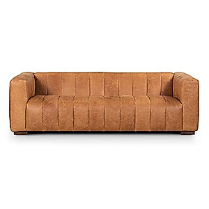 POLY & BARK Canale 86" Sofa in Full-Grain Pure-Aniline Italian Leather, Cognac Tan