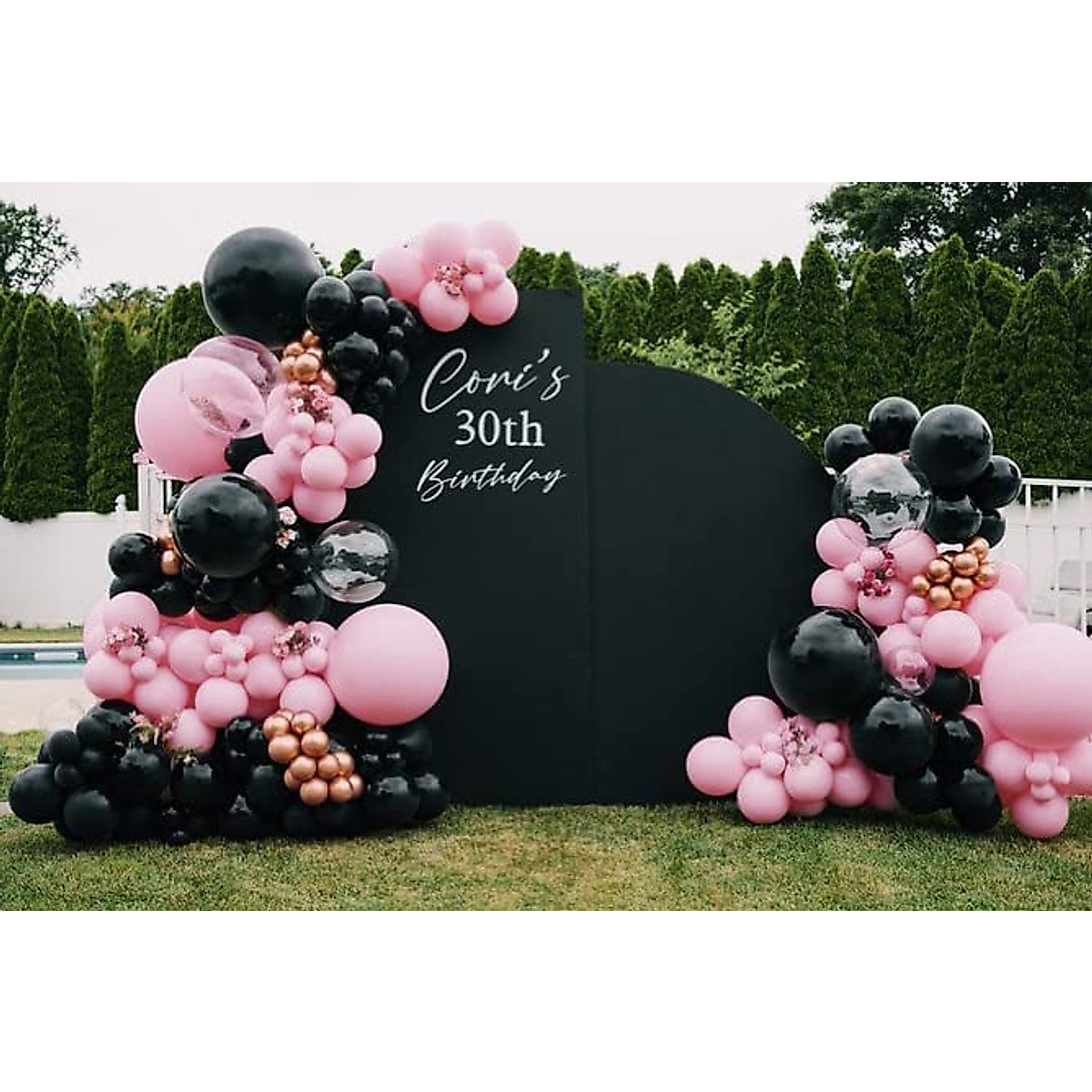 Pink Black Balloon Garland Metallic Rose Gold Balloon Different Size Black Latex Pastel Pink Arch Kit for Baby Shower Birthday Bridal Shower Wedding anniversary Anniversary Graduations Decoration
