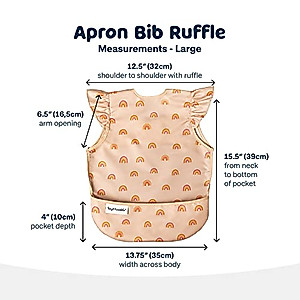 Tiny Twinkle Mess Proof Baby Bib - Waterproof Apron Machine Washable PVC, BPA, & Phthalate Free Great Travel for Eating Food Bibs (Boho Rainbow, Small 6-24 Months)