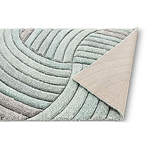 Well Woven Tilly Light Blue Geometric Stripes Thick Soft Plush 3D Textured Shag Area Rug 5x7 (5'3" x 7'3")