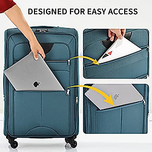 Merax Softside Luggage Set Softshell Lightweight 3 Piece Spinner Suitcase 22" 26" 30" (New Green)