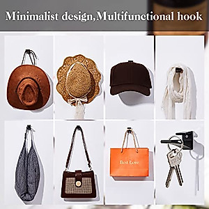 Queekay 10 Pieces Hat Display Rack Hanger Hooks Holder for Wall Mounted Hat Rack with Double-sided Tape and Screw for Baseball Hat Display Store Door Closet Office Bedroom Hat Collectors (Black)