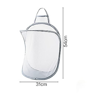 YESBAY Clothes Basket Mesh Clothes Hamper Durable Mesh Household Laundry Cart Grey