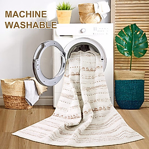 Area Rug Living Room Rugs: 9x12 Large Soft Machine Washable Boho Moroccan Farmhouse Neutral Stain Resistant Indoor Floor Rug Carpet for Bedroom Under Dining Table Home Office House Decor - Brown