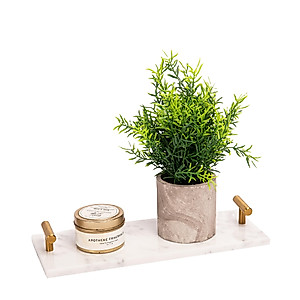 GENMOUS Marble Guest Towel Holder Tray for Bathroom Counter Storage, Gold Napkin Holder for Kitchen Paper Disposable Hand Towel Holder, White Bathroom Vanity Tray For Dresser Jewelry Perfume Organizer