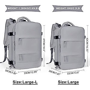 Coowoz Large Travel Backpack For Women Men, Flight Approved, Waterproof Outdoor Sports Rucksack, Casual Daypack, Fit 15.6 Inch Laptop Shoes, Grey