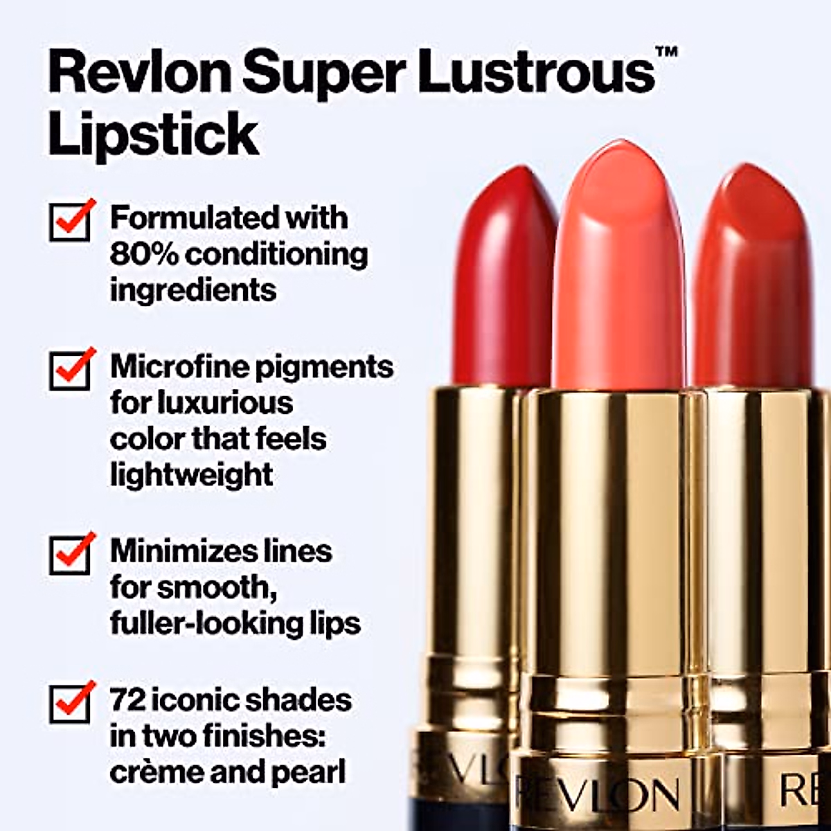 Revlon Super Lustrous Lipstick, Creamy Formula For Soft, Fuller-Looking Lips, Moisturized Feel, 745 Love Is On, 0.15 oz