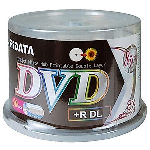 100 Pack Ridata DVD+R DL Dual Layer 8X 8.5GB DVD Plus R Double Layer White Inkjet Hub Printable Blank Media Data Movie Game Recordable Disc