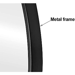 HofferRuffer Round Mirror, Circle Hanging Mirror, Metal Frame Wall Mounted Mirror for Home Bedroom, Bathroom, Washroom, Living Room, Entryways (Black, 27.6)