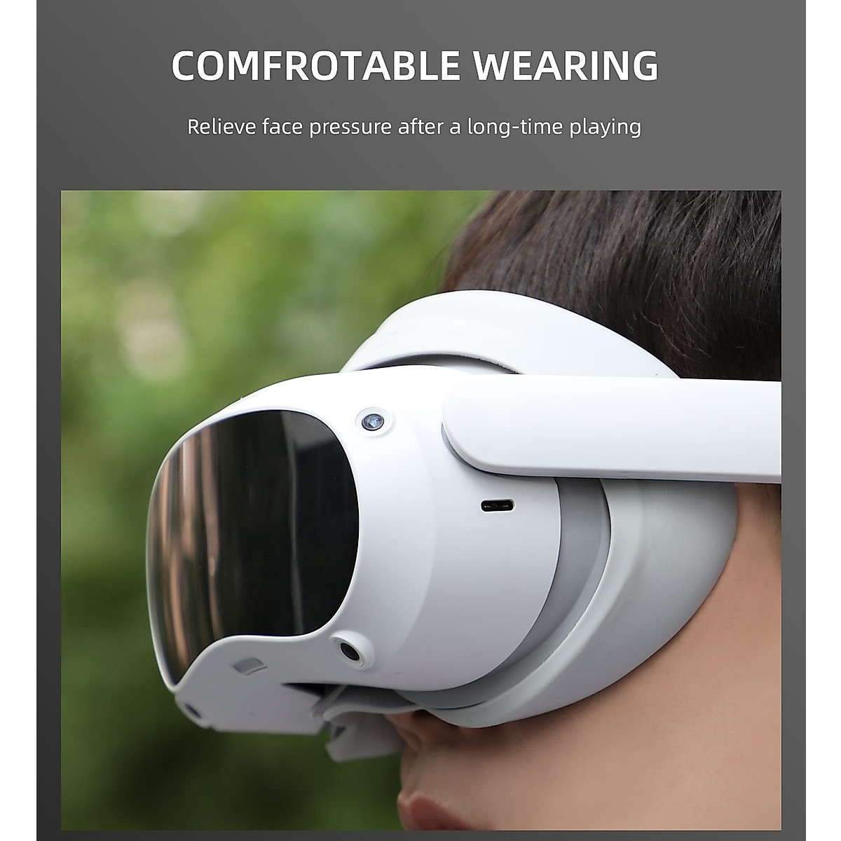 VR Silicone Interface Cover for Pico 4 VR Headset Face Cover Anti-Leakage VR Silicone Pad Anti-Leakage Light Blocking Sleeve (Black)