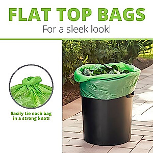 Simply Bio 33 Gallon Compostable Trash Bag with Flat Top, Heavy Duty Extra Thick 1.57 Mil, 30 Count, 124.92 Liter, Large Lawn Leaf Yard Waste Bag, ASTM D6400, US BPI and Europe OK Compost Certified