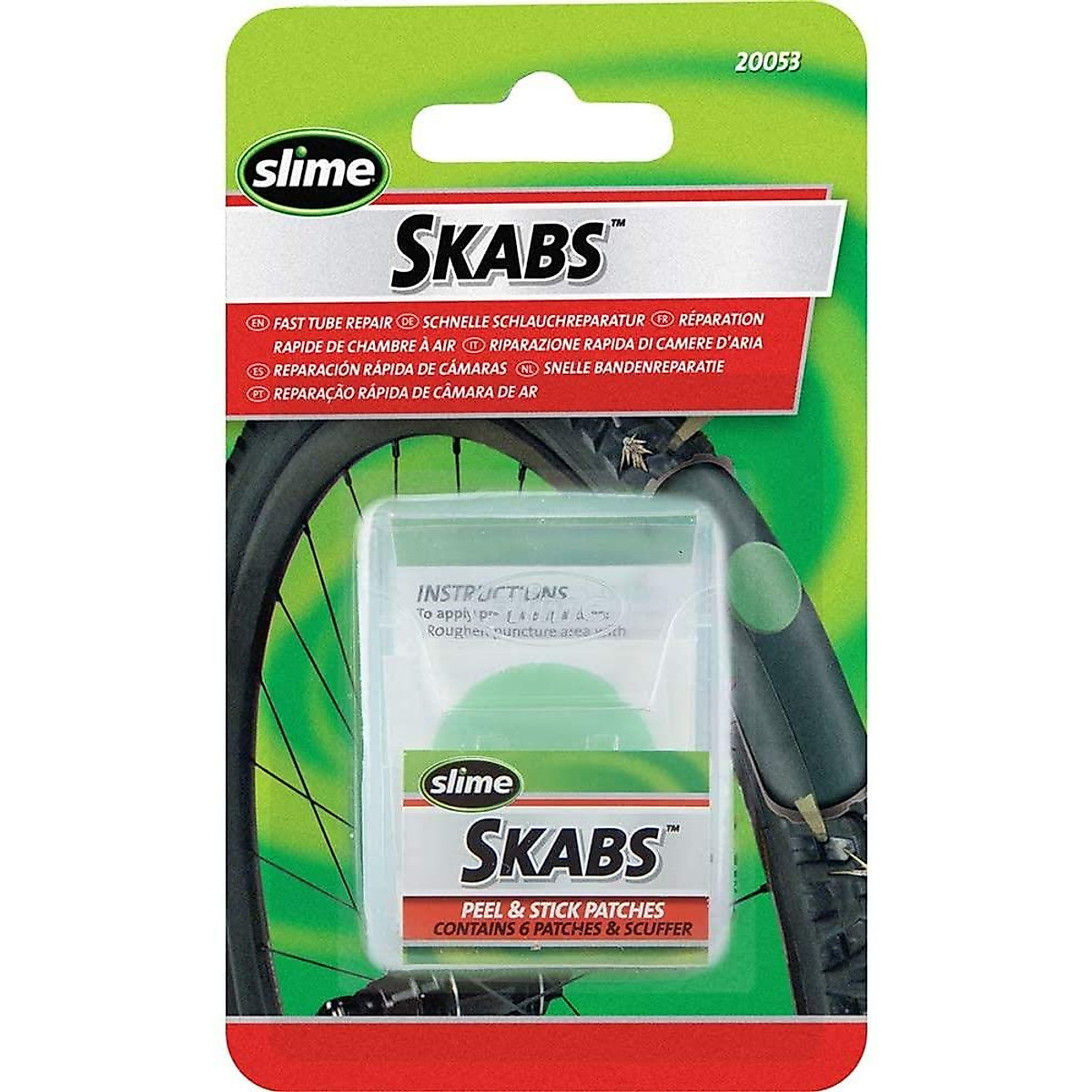 Slime Skabs 6 Peel and Stick Puncture Repair Patches for Bike Tubes (3 Pack)