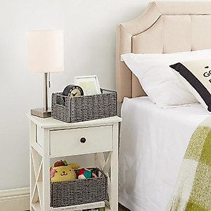 Vagusicc Wicker Baskets for Storage, Wicker Baskets for Shelves, Set of 4 Hand-Woven Round Paper Rope Storage Baskets Wicker Baskets for Organizing Storage Bins, Grey