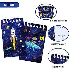 24 Pieces Outer Space Galaxy Mini Notepads, Science Astronaut Rocket Memo Spiral Tiny Notebooks Teacher Classroom Reward Supply for Boys Girls Solar System Planet Birthday Theme Party Favor