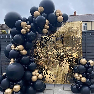 Henviro Black Latex Party Balloons - 154 Pcs 5/10/12/18 Inch Balloons Helium Quality Latex Balloons As Birthday Party Balloons/ Graduation Balloons/ Valentines Day Balloons/ Baby Shower/ Wedding