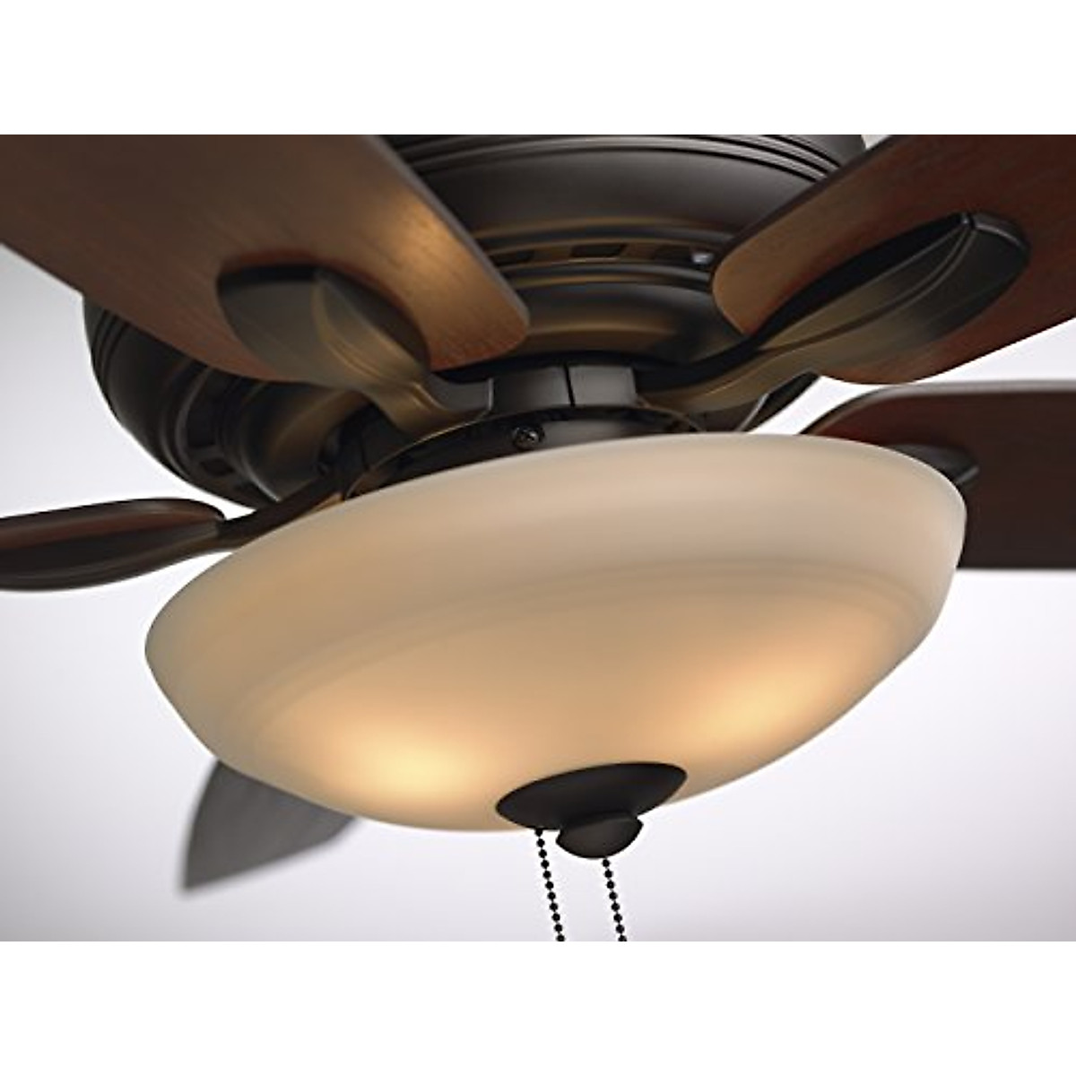 Ashland LED Ceiling Fan with Light Kit | 52 Inch Fixture with 5 Blades, Removable Glass Shade, and Pull Chain | Low Profile Hugger with Dual Mount Design and Downrod, Oil Rubbed Bronze
