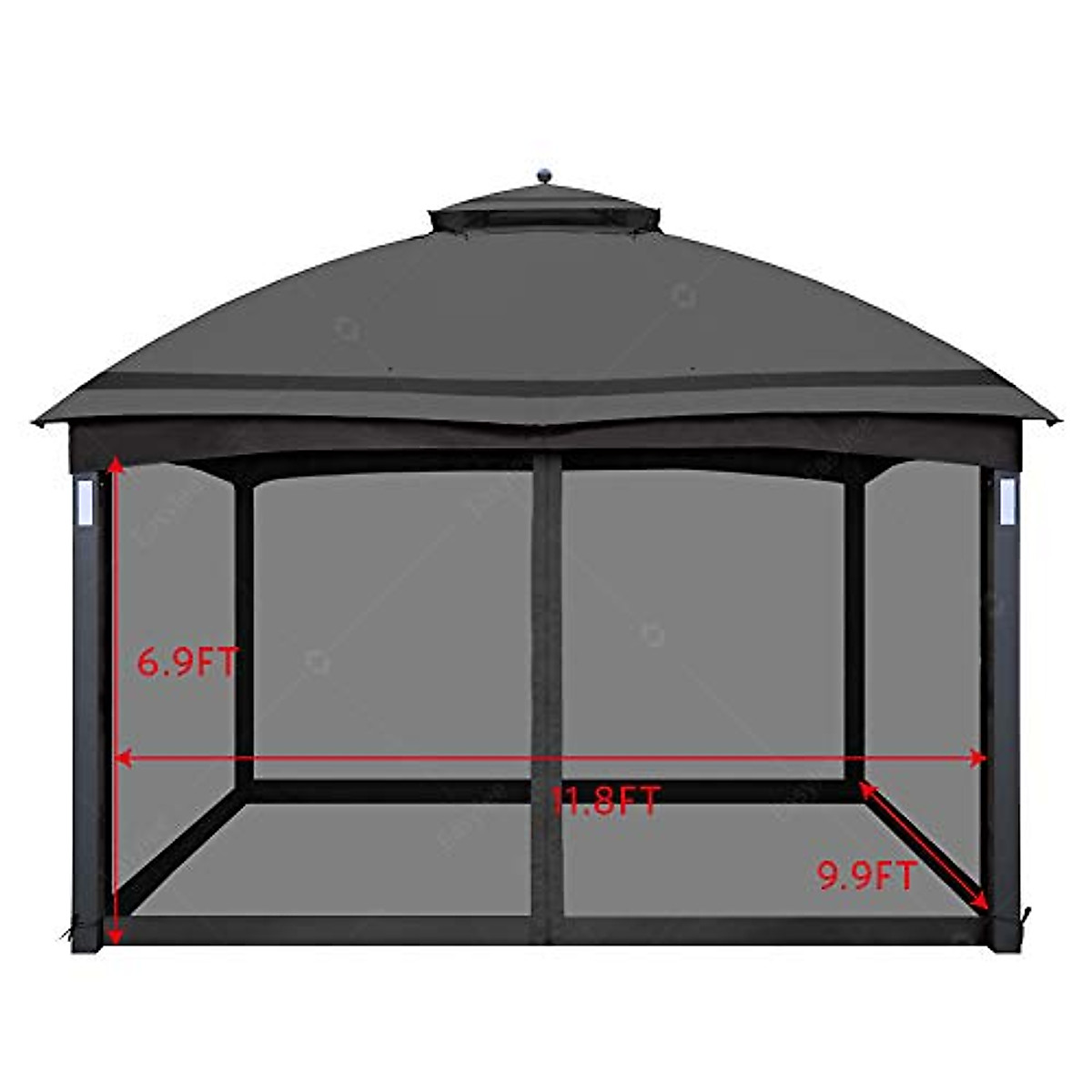 EasyLee Gazebo Universal Replacement Mosquito Netting 10x12, 4-Panel Screen Walls for Outdoor Patio with Zipper, Mosquito Net for Tent Only (Black)