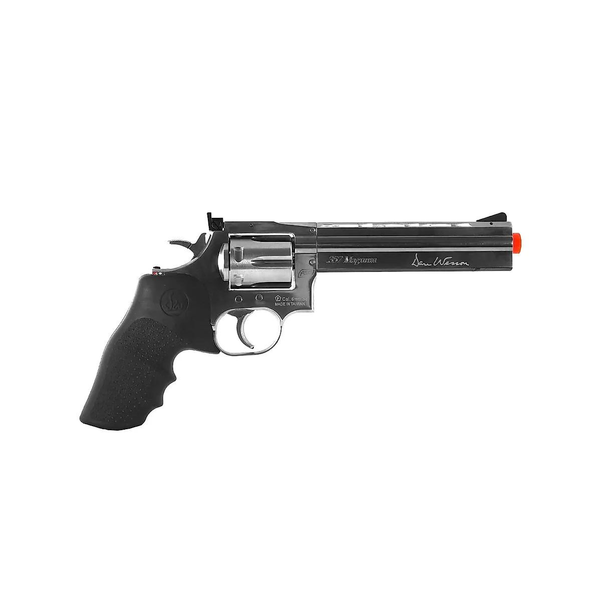 ASG Dan Wesson 715 6" Silver 6mm Airsoft Revolver - CO2 Powered, Full Metal, Adjustable Hop-Up, Double Action - Includes Speed-Loader & 6 Cartridges