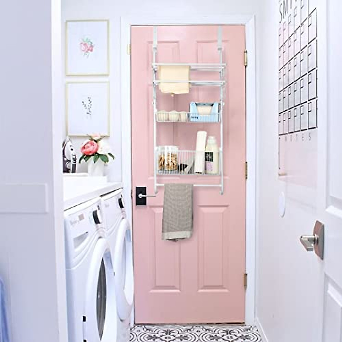 Household Essentials Metal Over the Door Drying Storage Rack, White