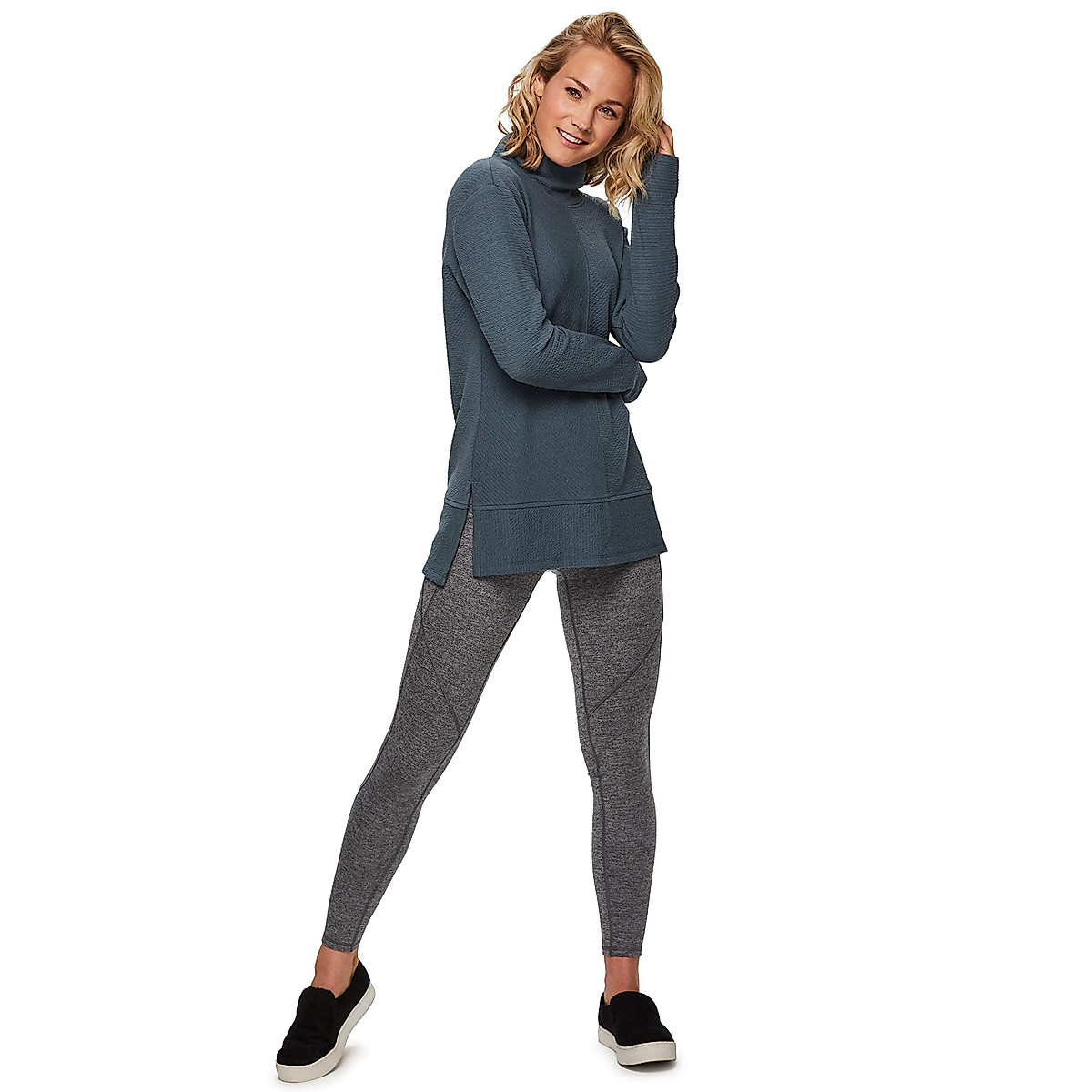 RBX Active Women's Quilted Lightweight Cowl Neck Tunic Pullover Sweatshirt F19 Green XXL