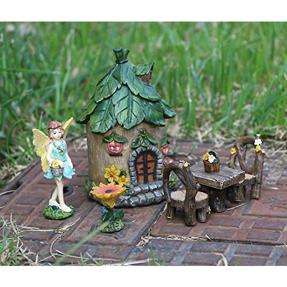 BangBangDa Miniature Fairy Garden Accessories Outdoor - Small Fairies Figurines Items Fairy House Table Chair Set Fairy Garden Fairies Kit for Kids Fairy Figures Mini Garden Ornaments