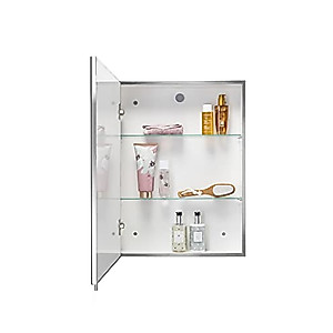 Croydex Finchley Single Door. Surface Mount Flexi-Fix Easy Hanging System Medicine Cabinet, 20 in (W) x 26 in (H) Stainless Steel