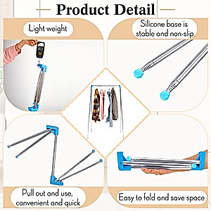 Gerrii Portable Garment Rack and 12 Small Foldable Clothes Hangers Folding Clothes Rack Travel Collapsible Clothing Rack for Indoor Outdoor Drying Laundry Dance Costume Bag Suitcase Camping (Blue)