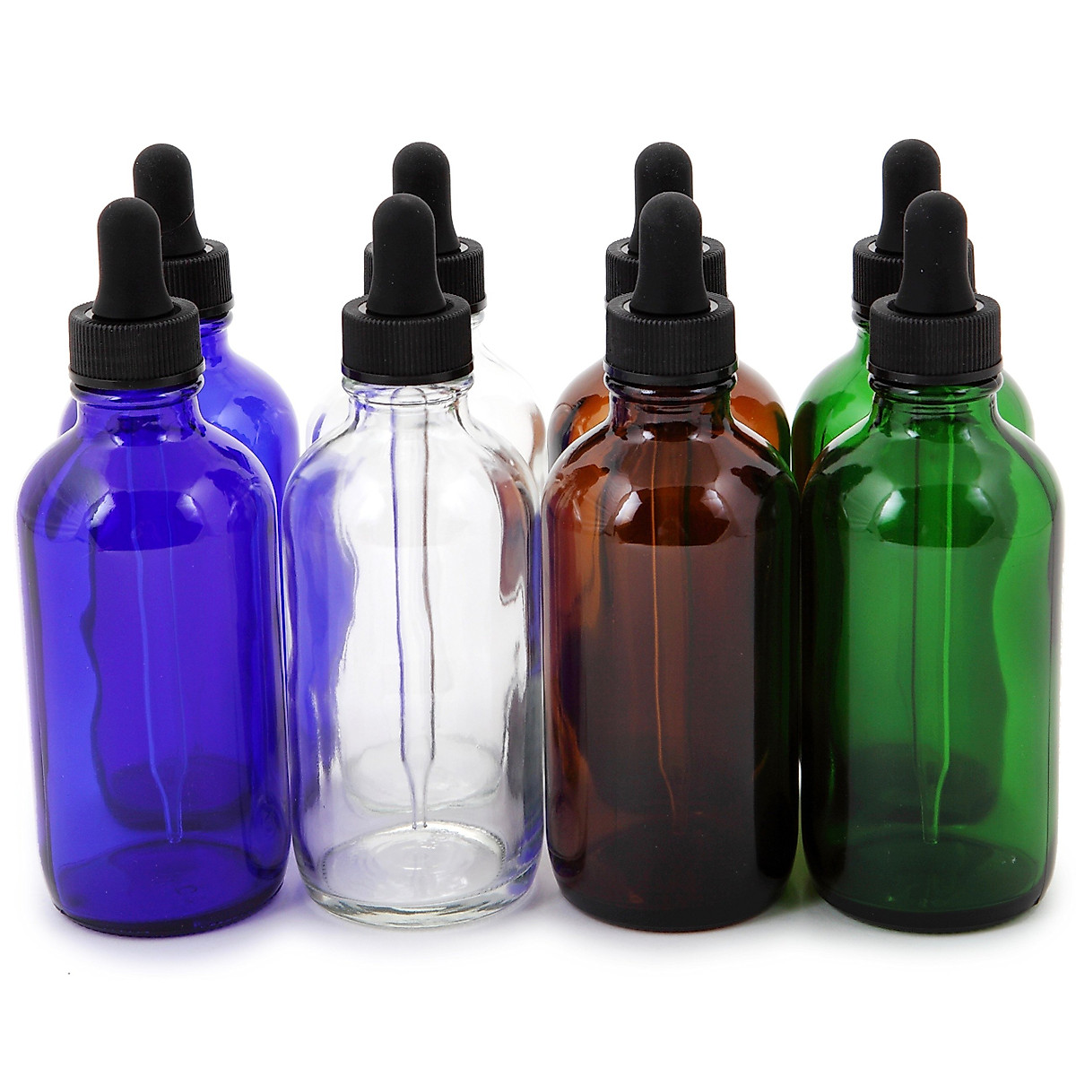 Vivaplex, 8, Assorted Colors, 4 oz Glass Bottles, with Glass Eye Droppers