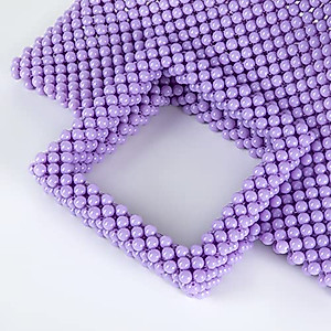 YUSHINY Women Macaron Colored Acrylic Beaded Tote Handmade Bags for Wedding Evening Party (Purple)
