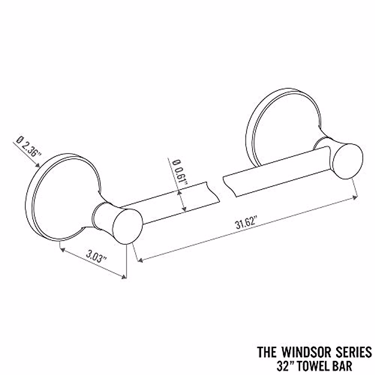 Bennington Windsor 32-in. Towel Bar Holder Rack Bath Hardware Bathroom Accessory, Satin Nickel
