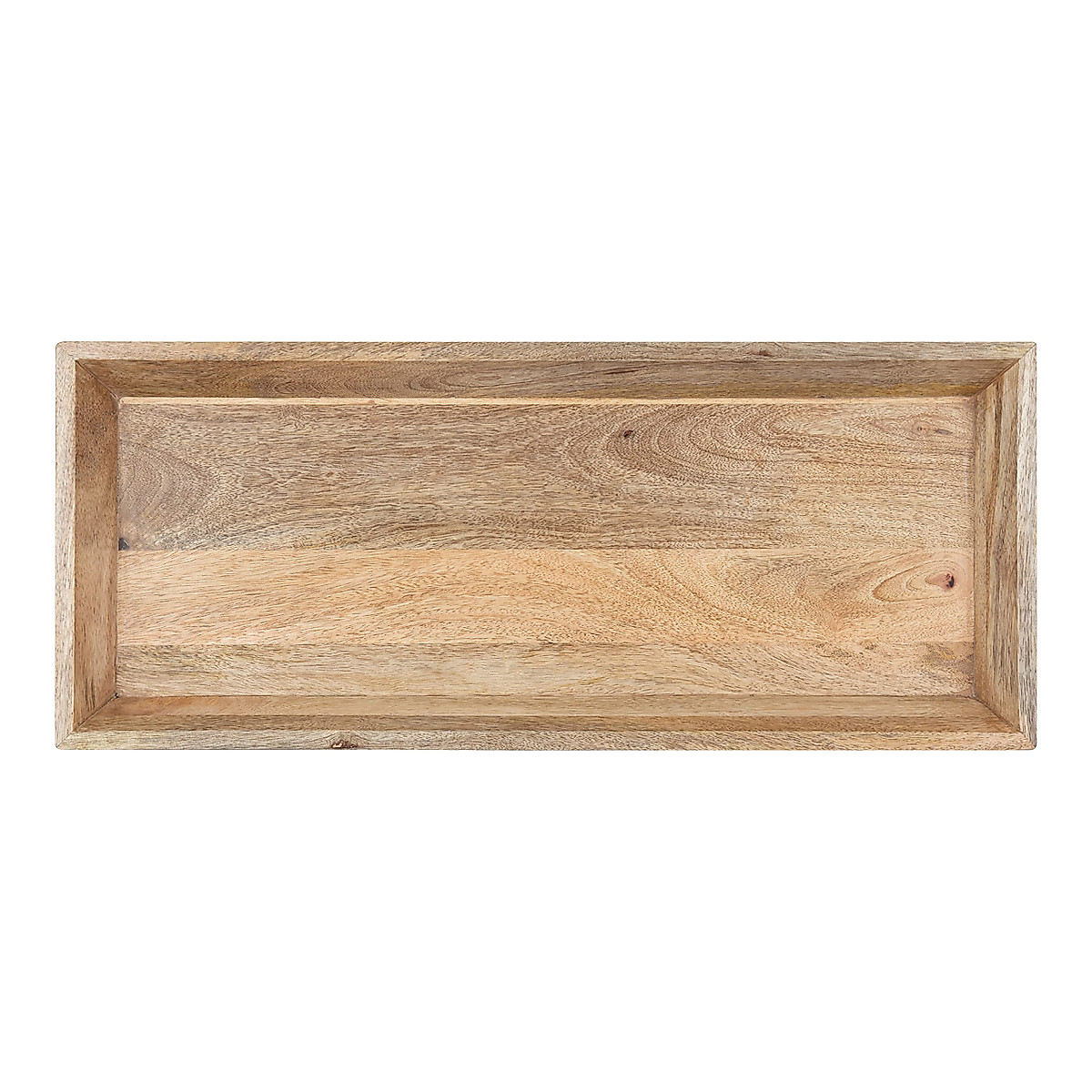Kate and Laurel Bess Footed Decorative Food Safe Wooden Tray for Storage or Display, 24x10, Natural