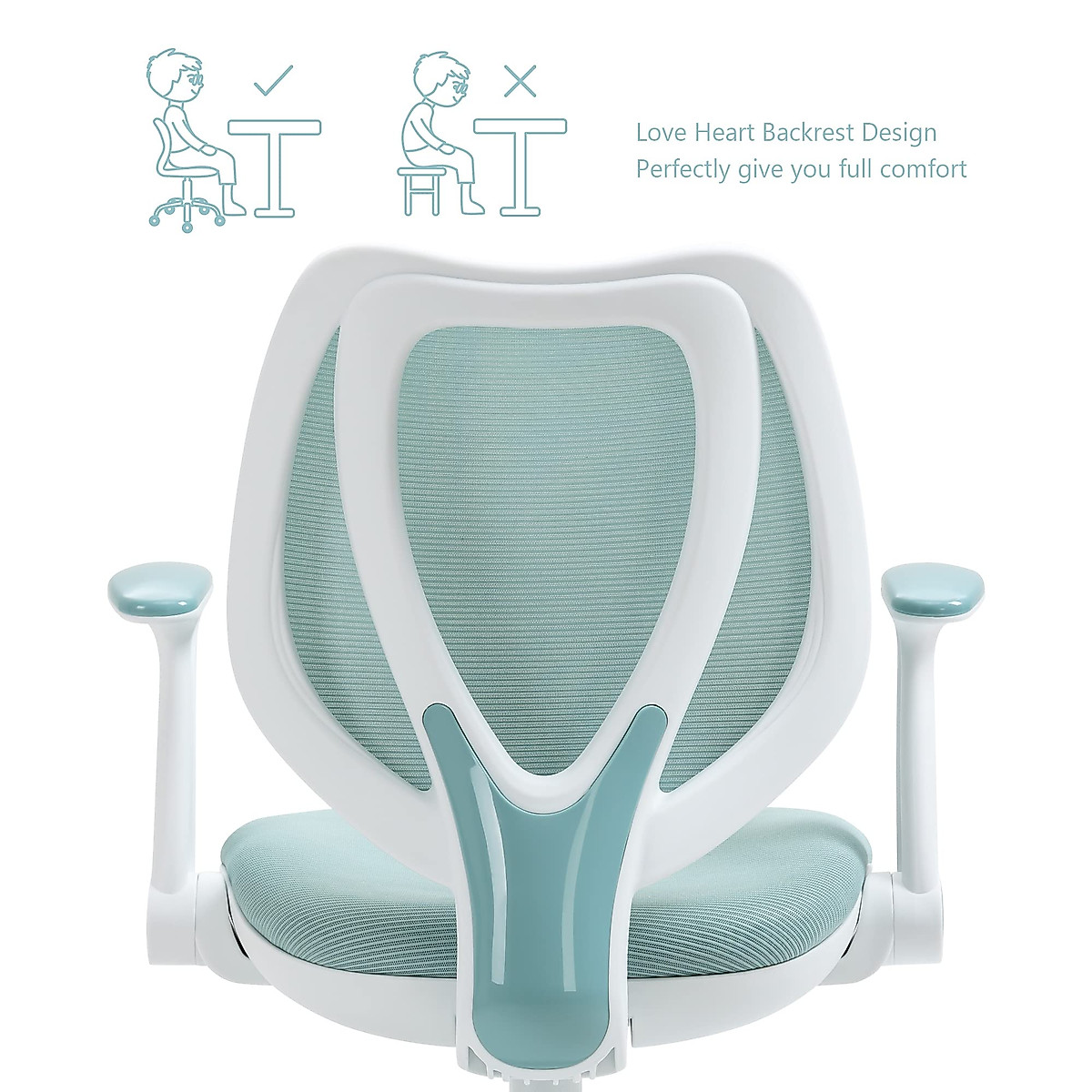 Villeston Cute Kids Desk Chair - Blue Computer Chair with Adjustable Armrests and Footrest Study Reading Office Swivel Chairs for Boys Girls Teens