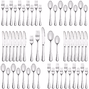 40 Piece Silverware Set Service for 8,Premium Stainless Steel Flatware Set,Mirror Polished Cutlery Utensil Set,Durable Home Kitchen Eating Tableware Set,Include Fork Knife Spoon Set,Dishwasher Safe