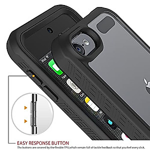 Puxicu iPod Case Compatible with iPod Touch 7th & 6th & 5th Generation,Build in Screen Protector,Heavy Duty Shock Resistant Hybrid Rugged Cover for iPod Touch-Black