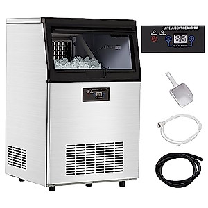 GARVEE Commercial Ice Maker, Creates160 LBS in 24H, Commercial Ice Machine with 44 LBS Ice Storage Capacity, Ice Maker Machine with Auto Self-Cleaning, Each Tray Can Make 60 Pieces of Ice.
