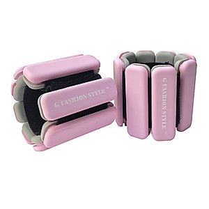 G FASHION STYLE Wearable Wrist & Ankle Weights, Set of 2 (1 LB ea.), Adjustable Arm Weights Set, Weight Loss strenght training bracelet, Women/Man. (Pink)