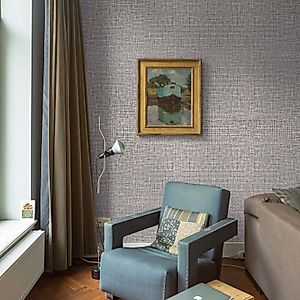 WADILE Grasscloth Peel and Stick Wallpaper 15.7in x 78.7in, Textured Contact Paper for Cabinets, Faux Linen Wall Paper Pull and Stick, Fabric Vinyl Wallpaper Self Adhesive Light Gray